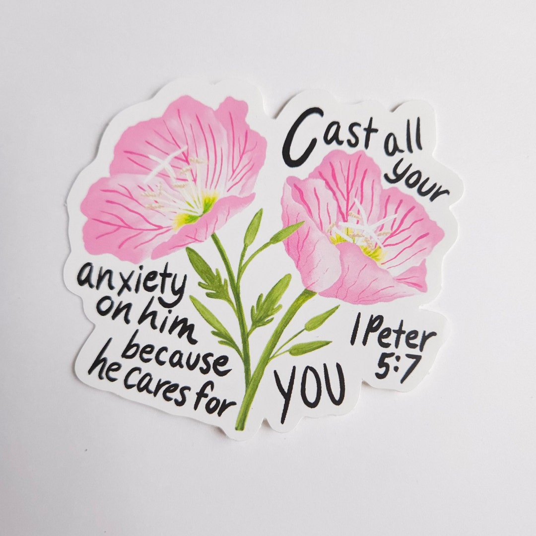 Cast All Your Anxiety on Him 1 Peter 5:7 Sticker, 4 Waterproof Sticker ...