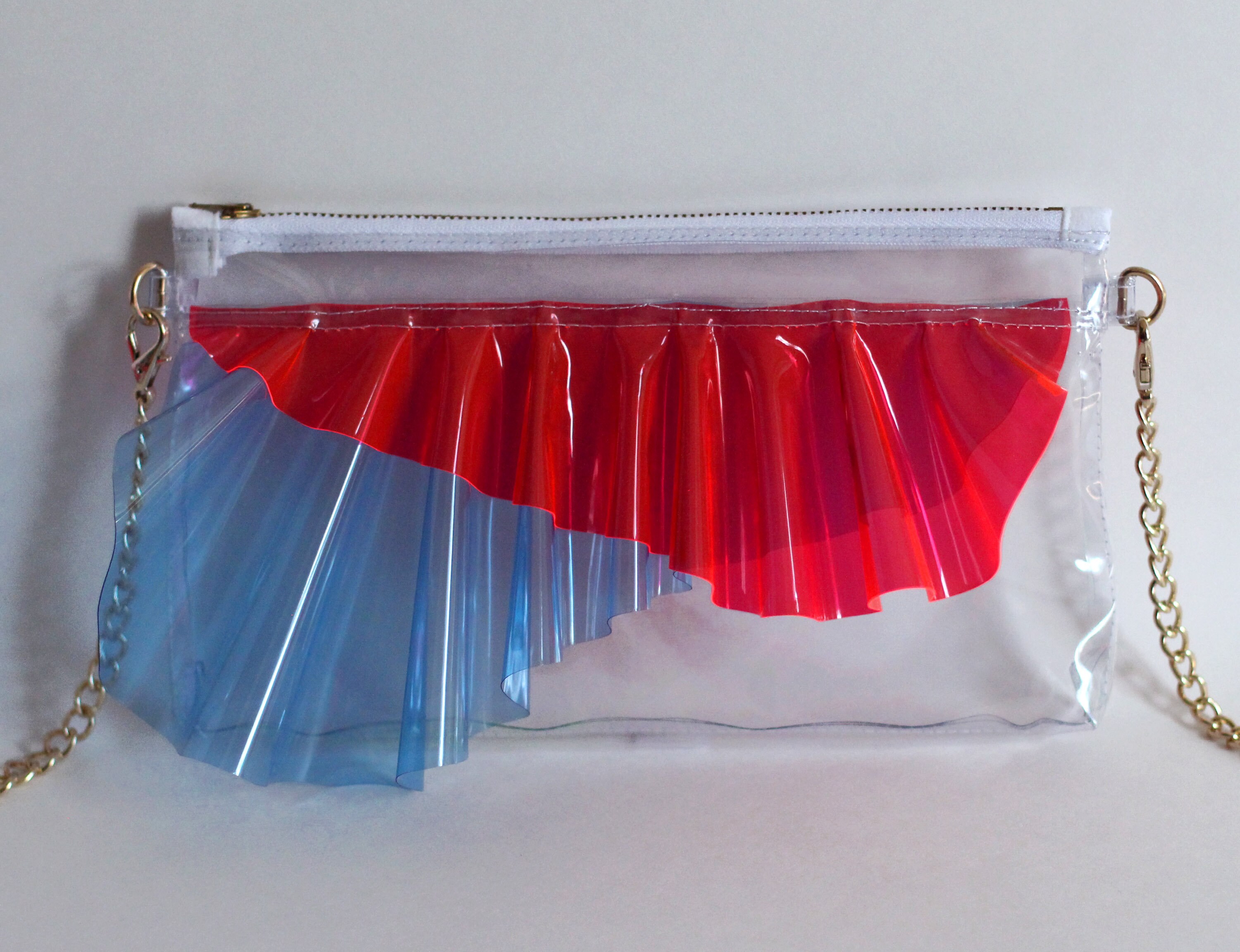 Blue and Red Ruffle Clear Crossbody Bag - Etsy