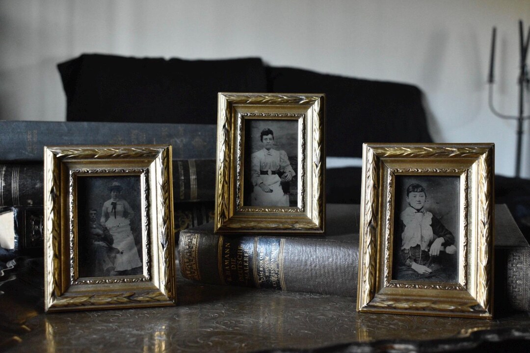 Vintage Gold Tone Wooden Picture Frames With Antique Tintype Photos - Etsy