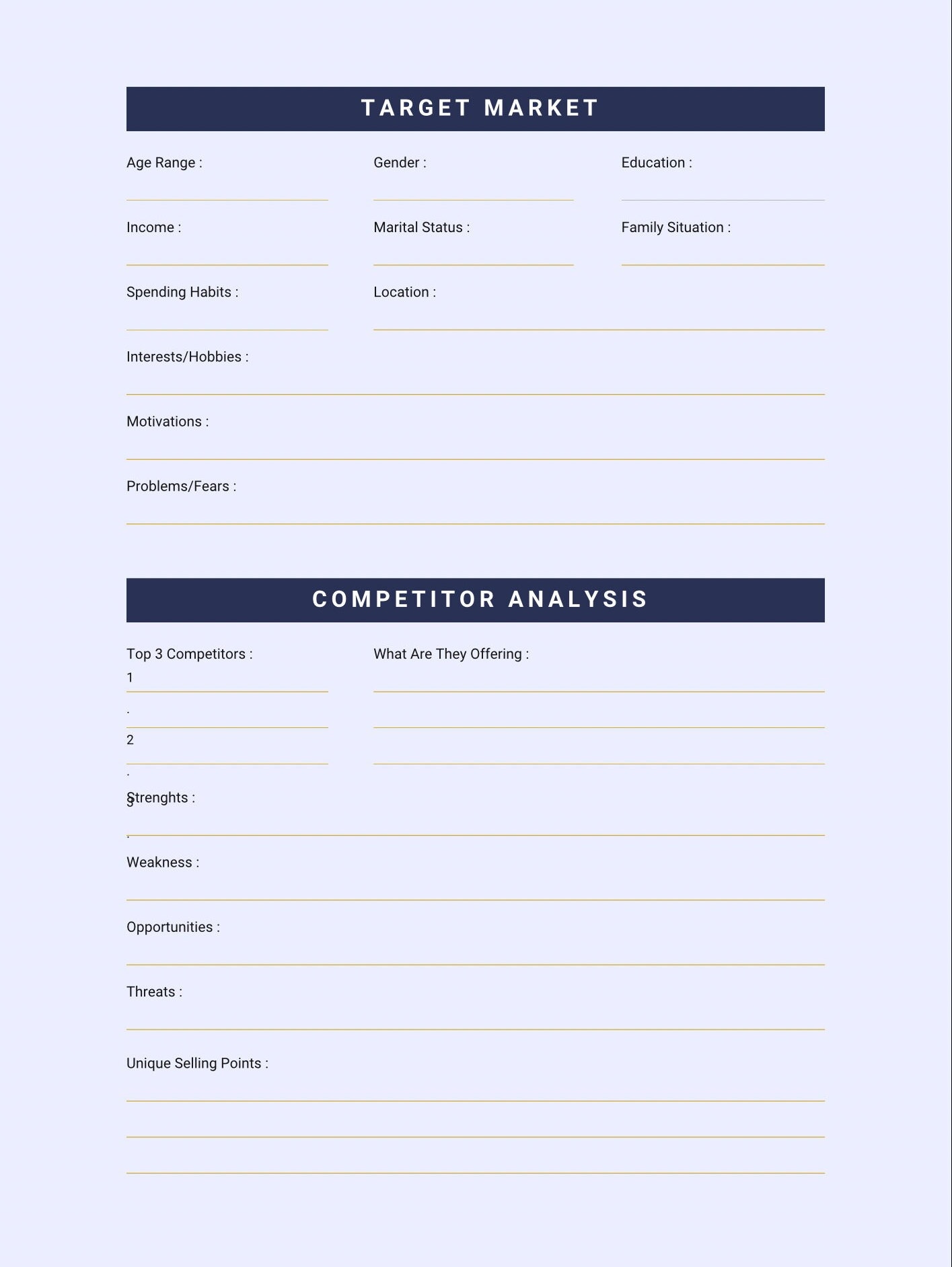 Business Plan Worksheets - Etsy