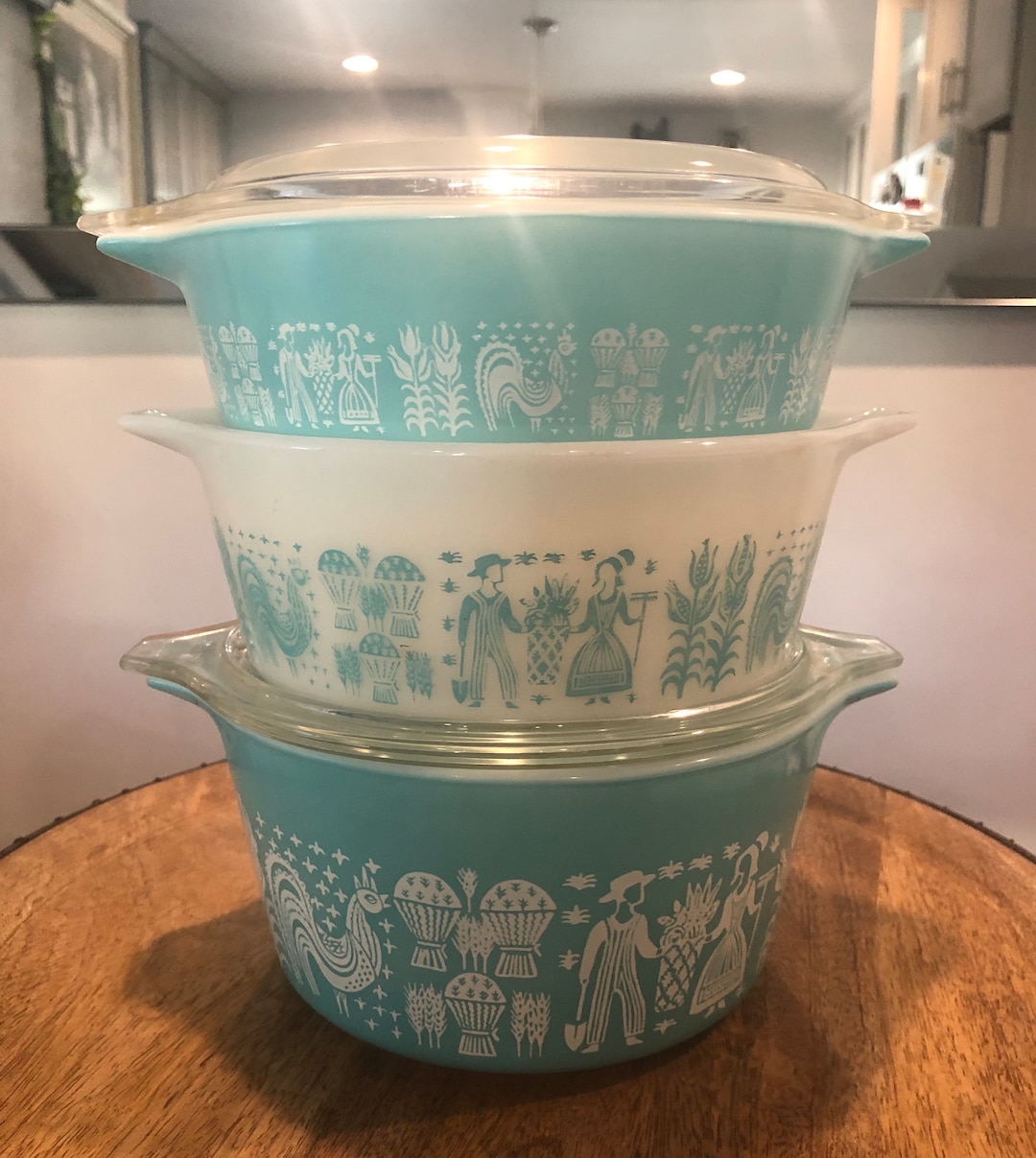Vintage Pyrex Blue Butterprint Amish Casserole Set 3 - Etsy