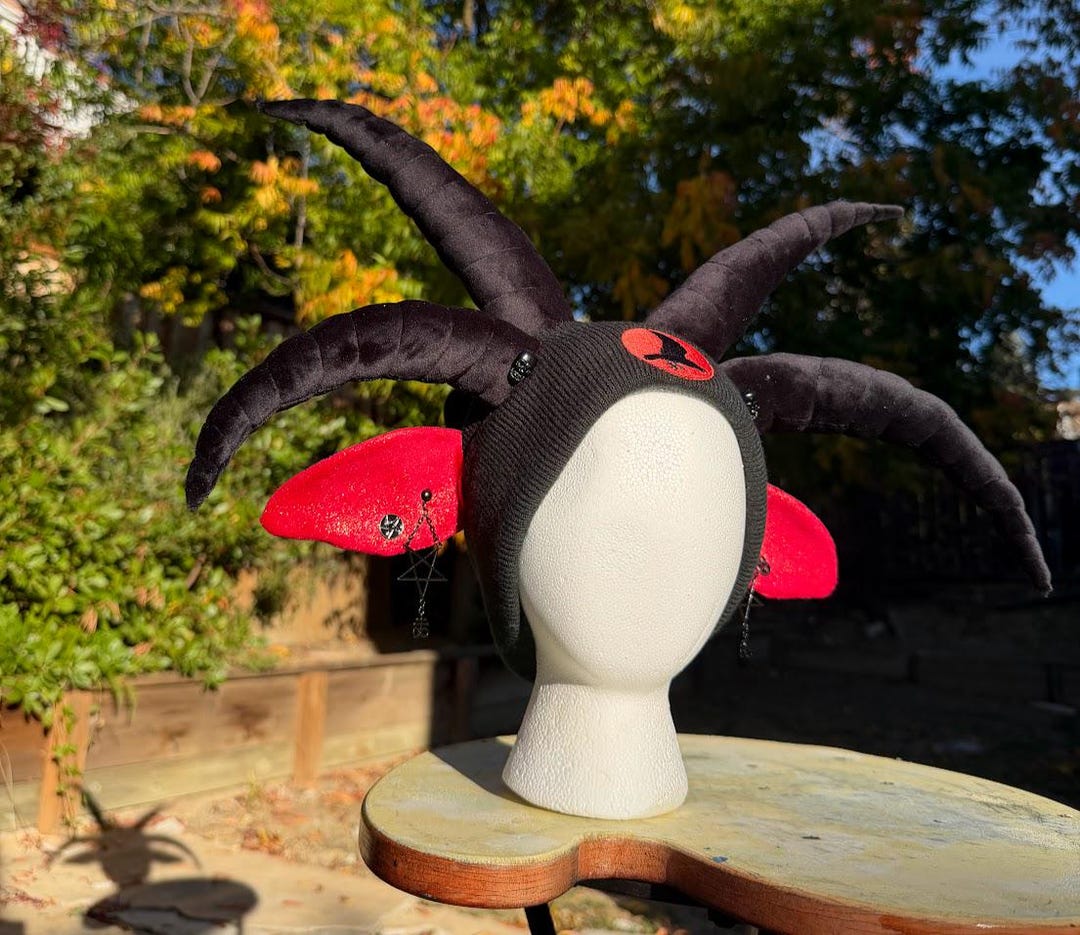 Lucifer Krampus Horned Beanie - Hebridean Goat - Witchy Goblincore ...