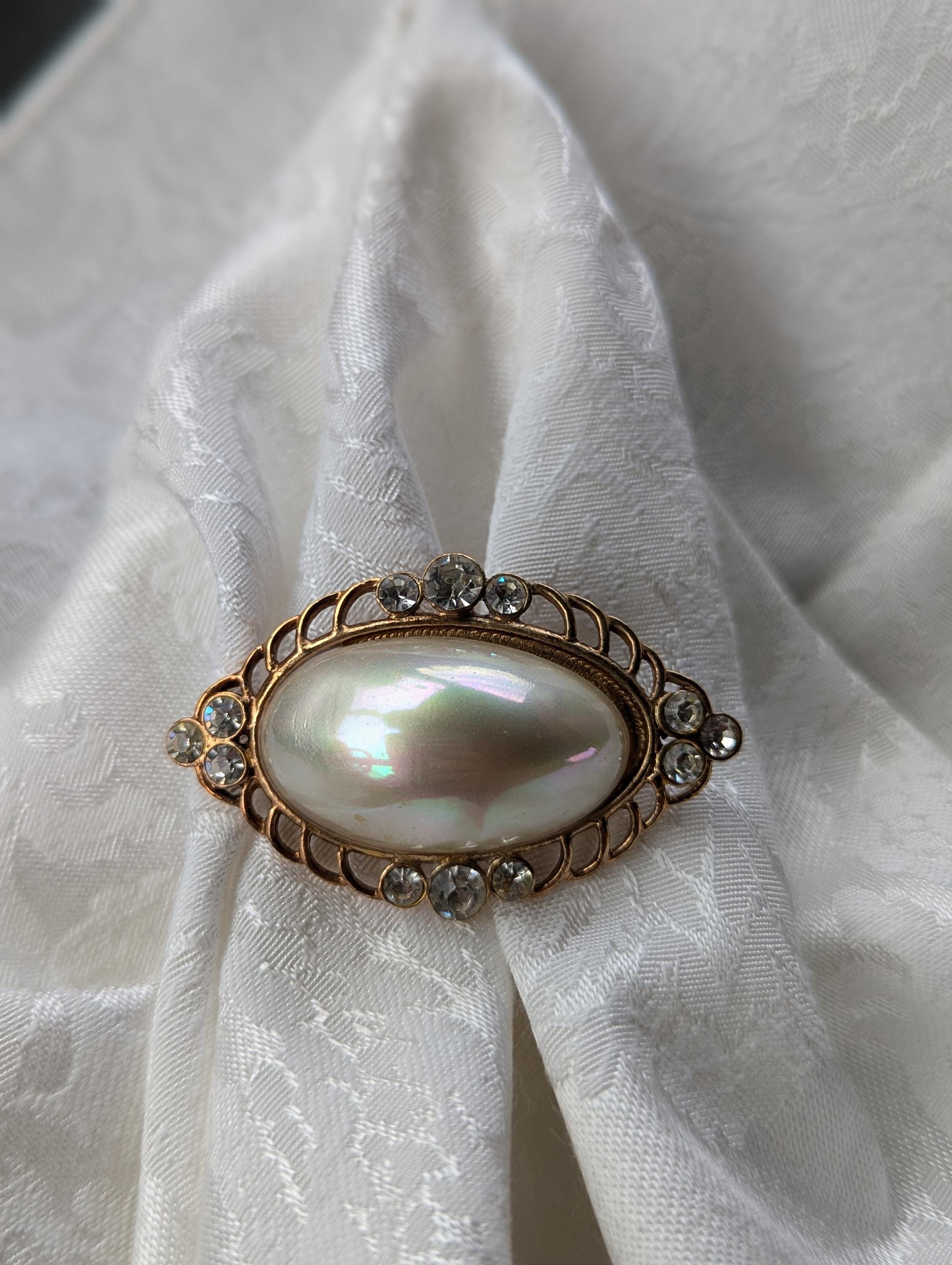 Gold Pearl Oval Stock Tie Pin - Etsy