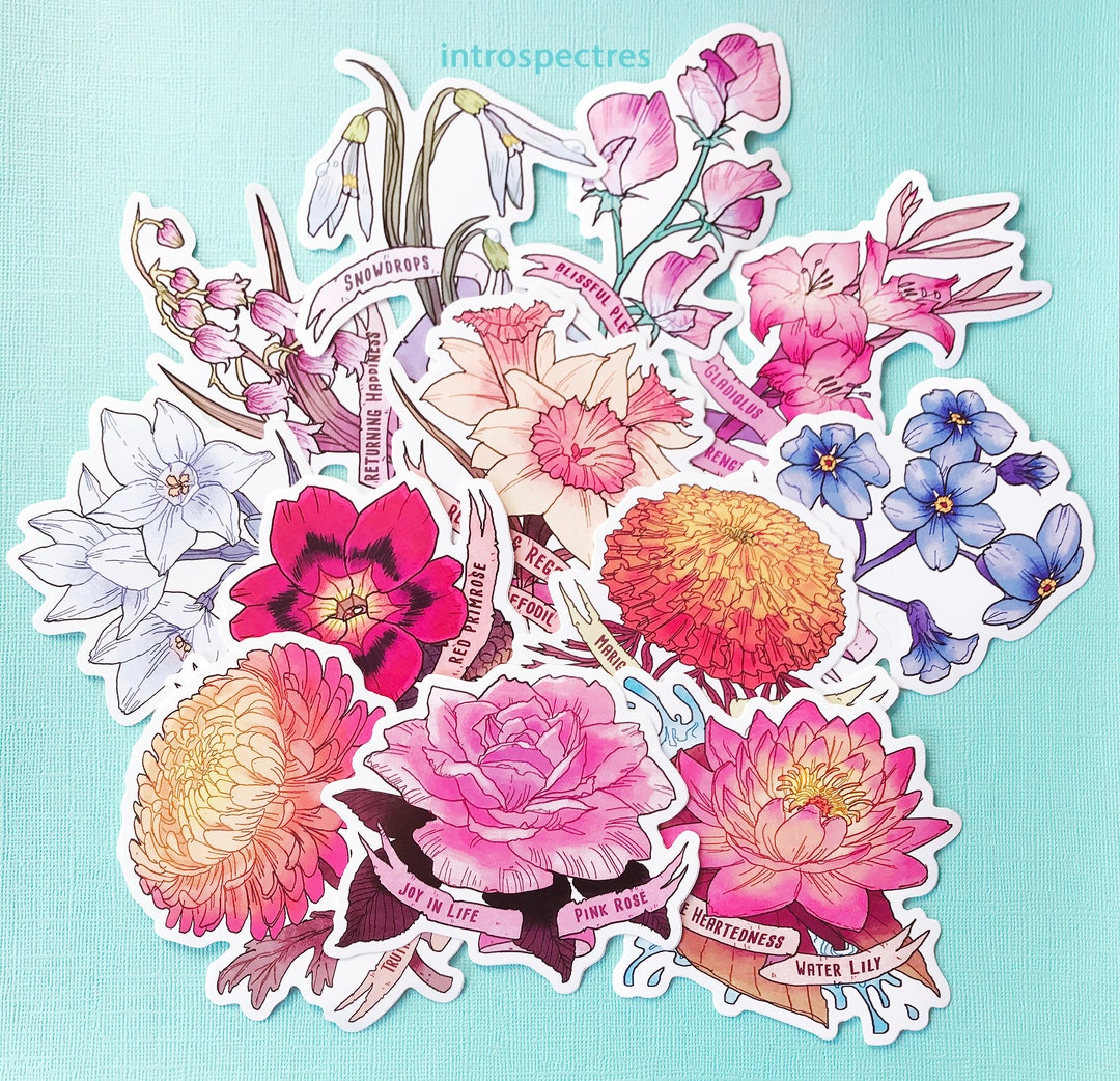Birth Month Flower Stickers - Etsy