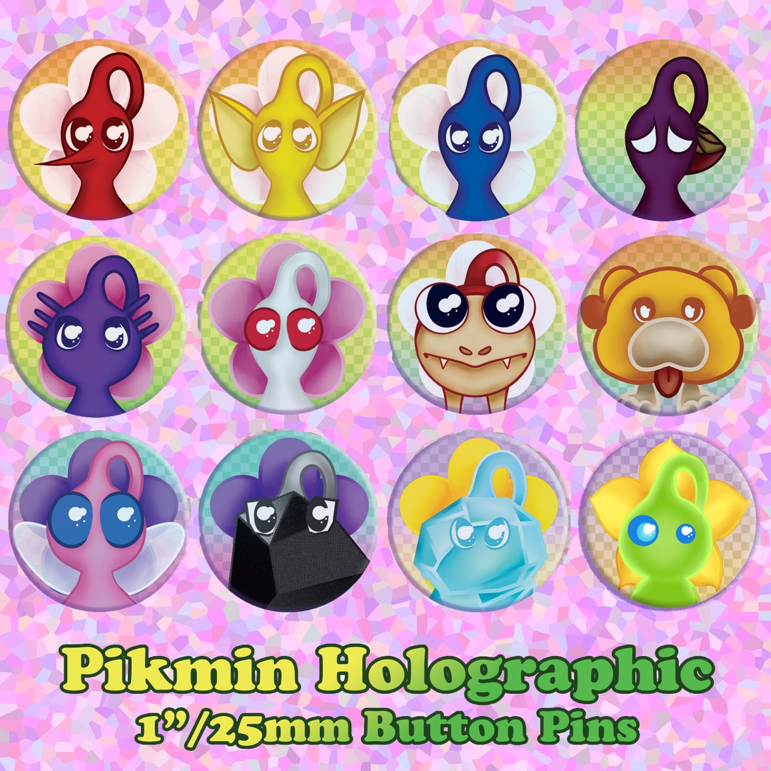 Pikmin Holographic Button Pins 1/25mm - Etsy