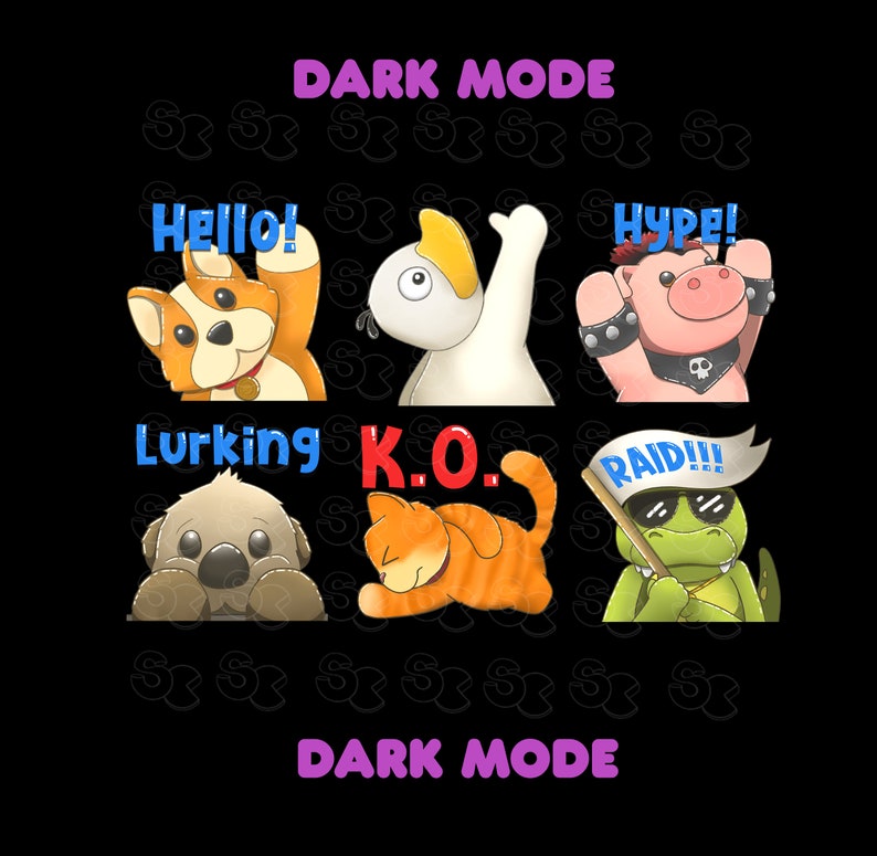 Kawaii Party Animals Twitch Emotes: Pig, Otter, Shiba Inu (digital ...
