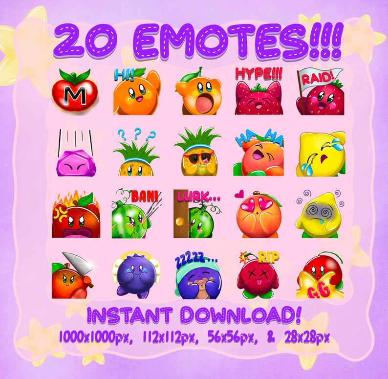 FULL SET 20 Emotes Cute Kirby Emote Set Kirby Themed Twitch - Etsy