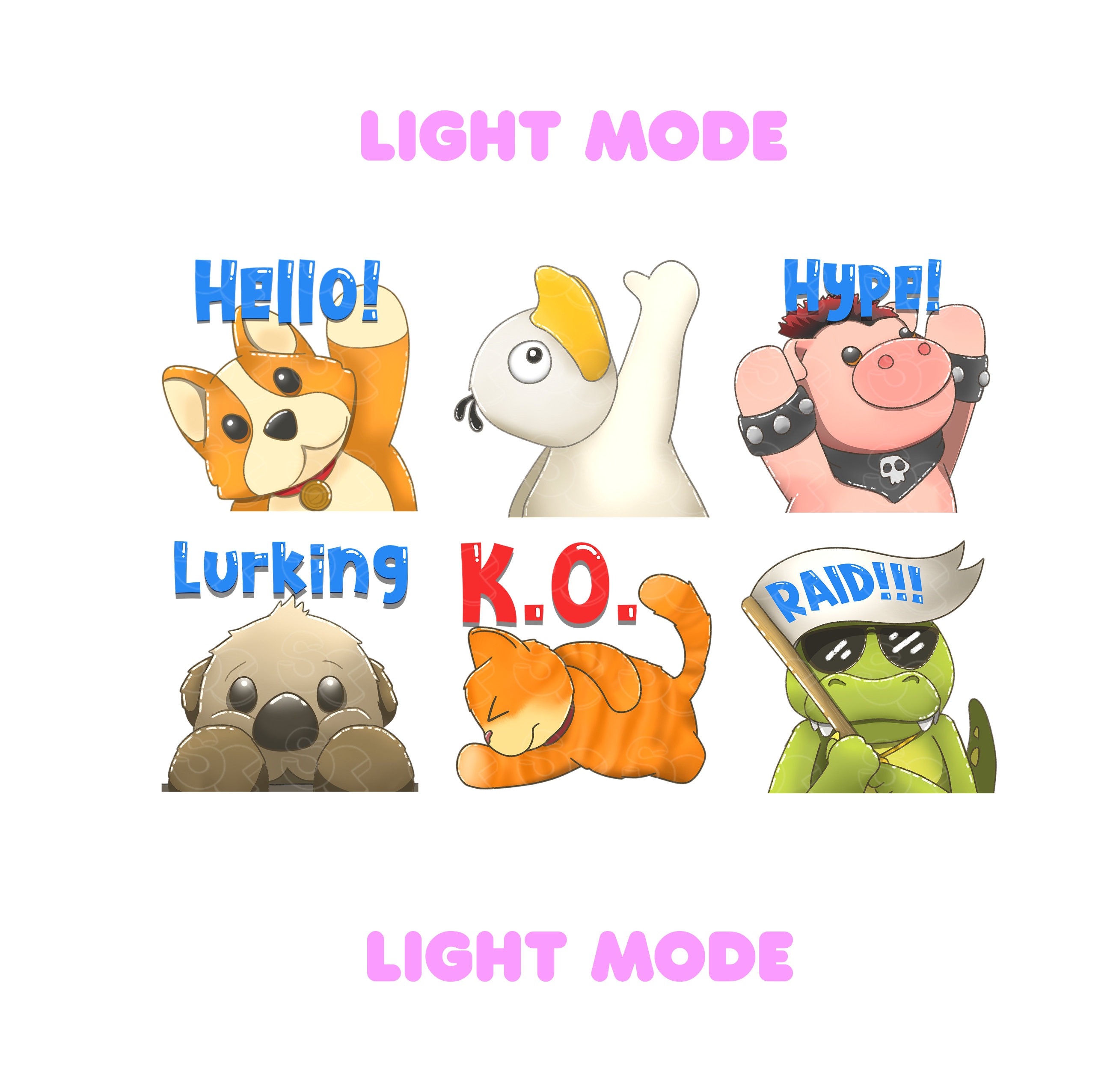 Kawaii Party Animals Twitch Emotes: Pig, Otter, Shiba Inu (digital ...