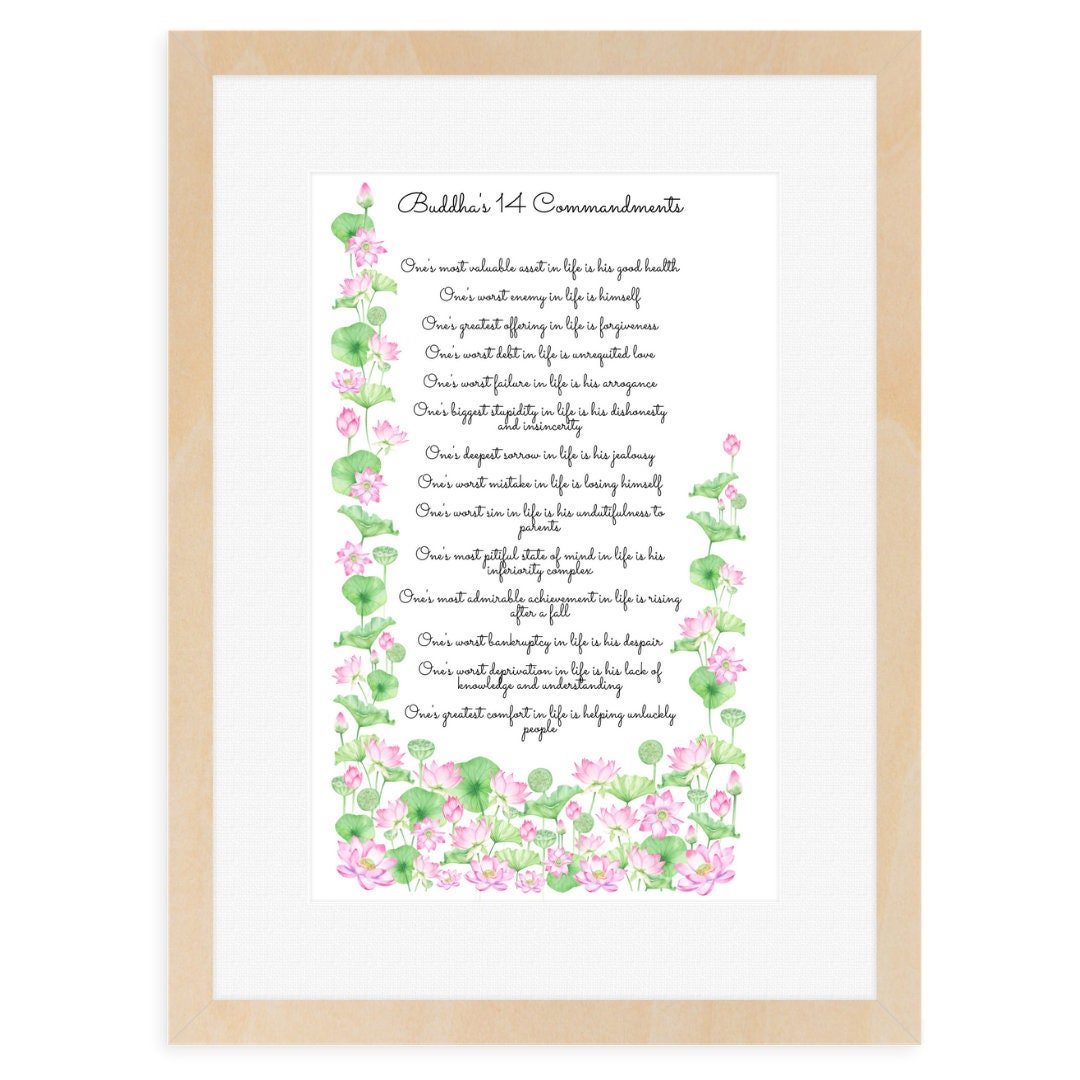 Buddha's 14 Commandments - Etsy