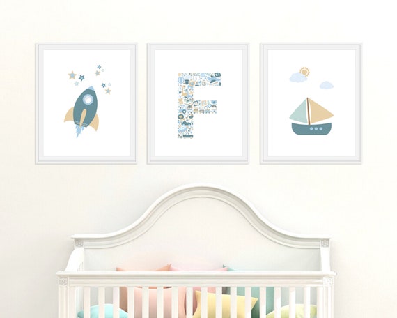 Digital Art & Collectibles Initial Wall Decor Nursery Initial Print ...