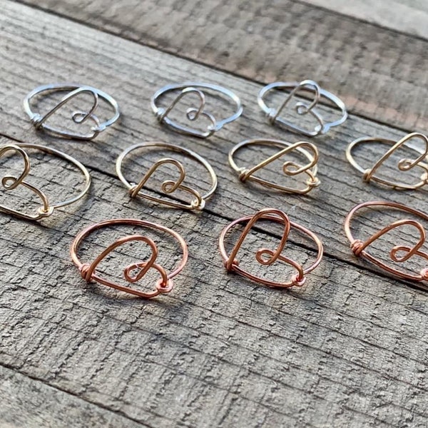 Heart Wire Ring - Etsy