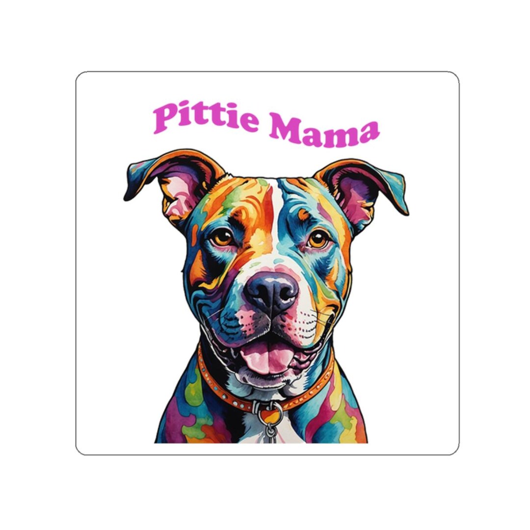 Colorful Pit Bull Dog Pittie Mama in Pink Die-cut Stickers - Etsy