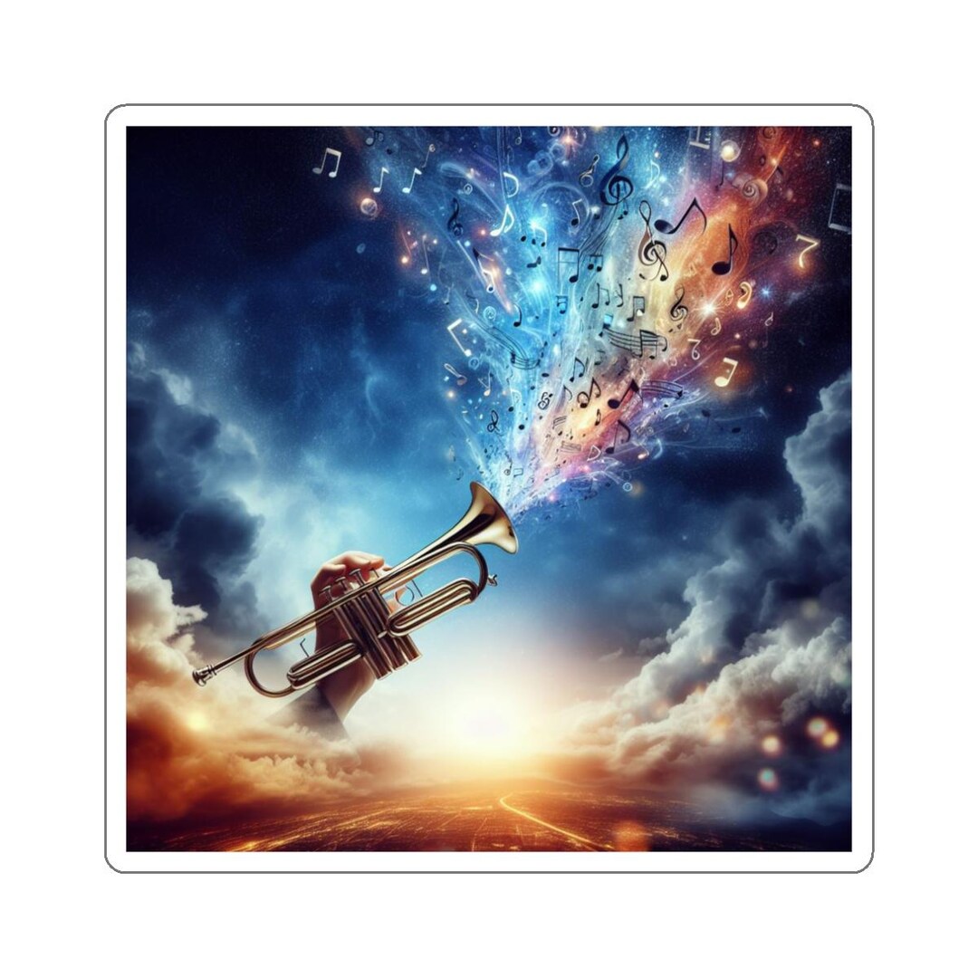 Magical Trumpet Playing Musical Notes Die-cut Stickers - Etsy