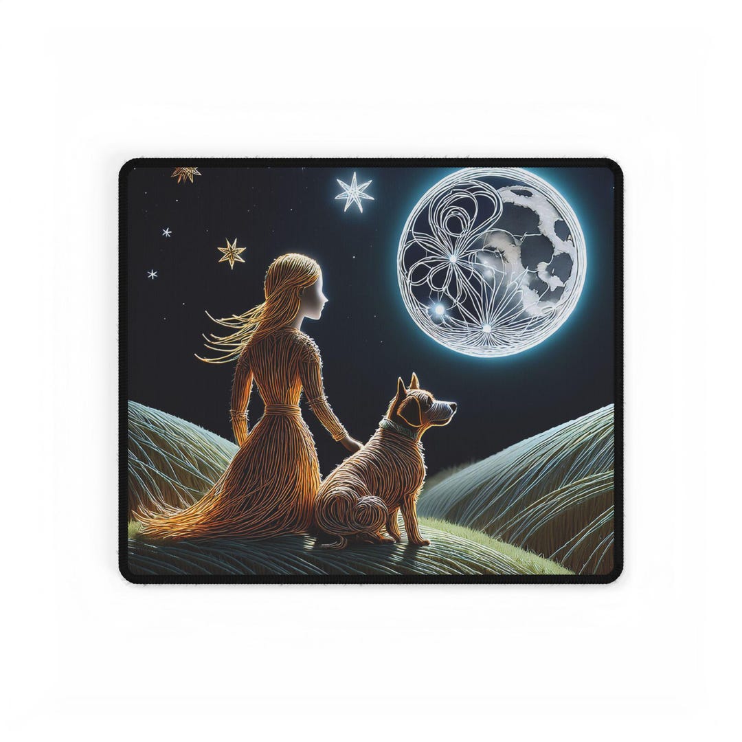 Womans Best Friend Glowing in the Moonlight Desk Mats - Etsy