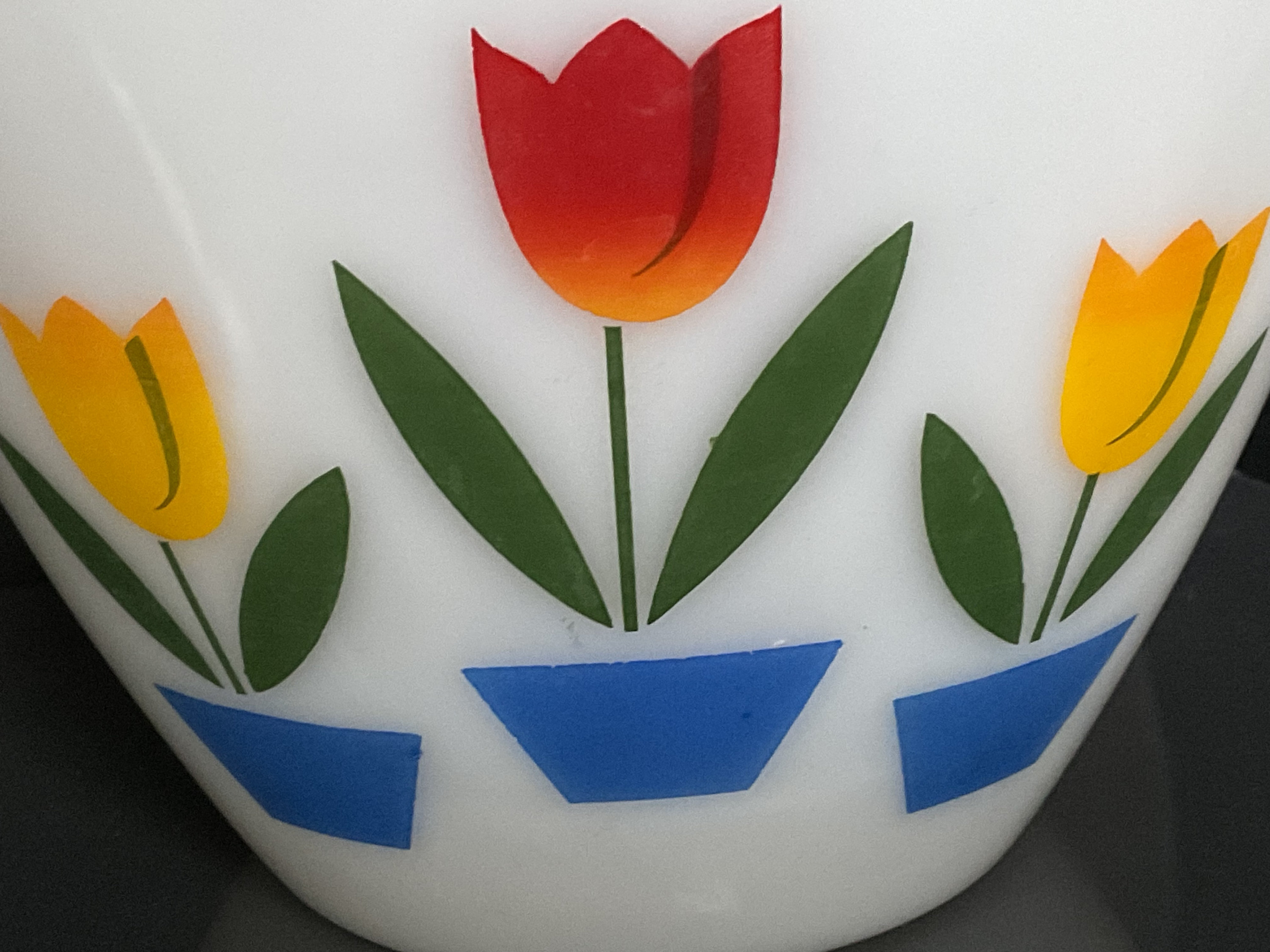 Vintage MCM 1950s Anchor Hocking Fire King Tulip Pattern Large Glass ...