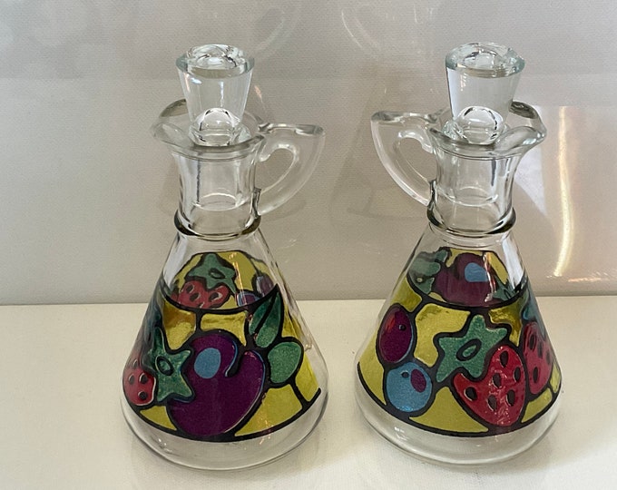 Vintage Anchor Hocking Cruet Set, Glass Oil and Vinegar Set, 1970s ...