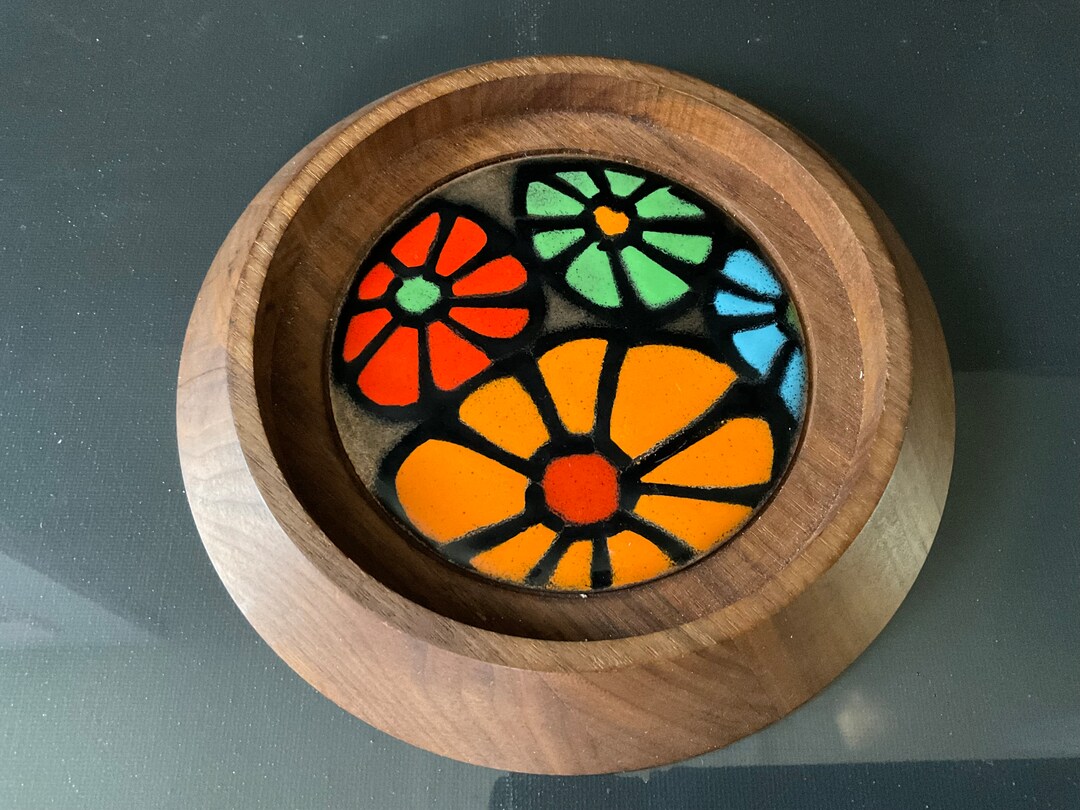 Vintage MCM 1970s Ernest John Creation Mod Floral Design Teak - Etsy