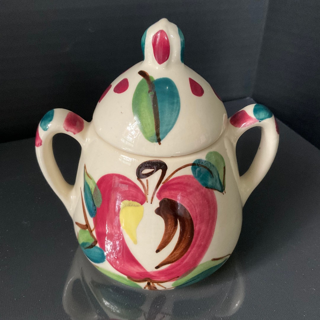 Vintage 1950’s Purinton Pottery Apple Pattern Slip Ware Sugar Bowl With ...