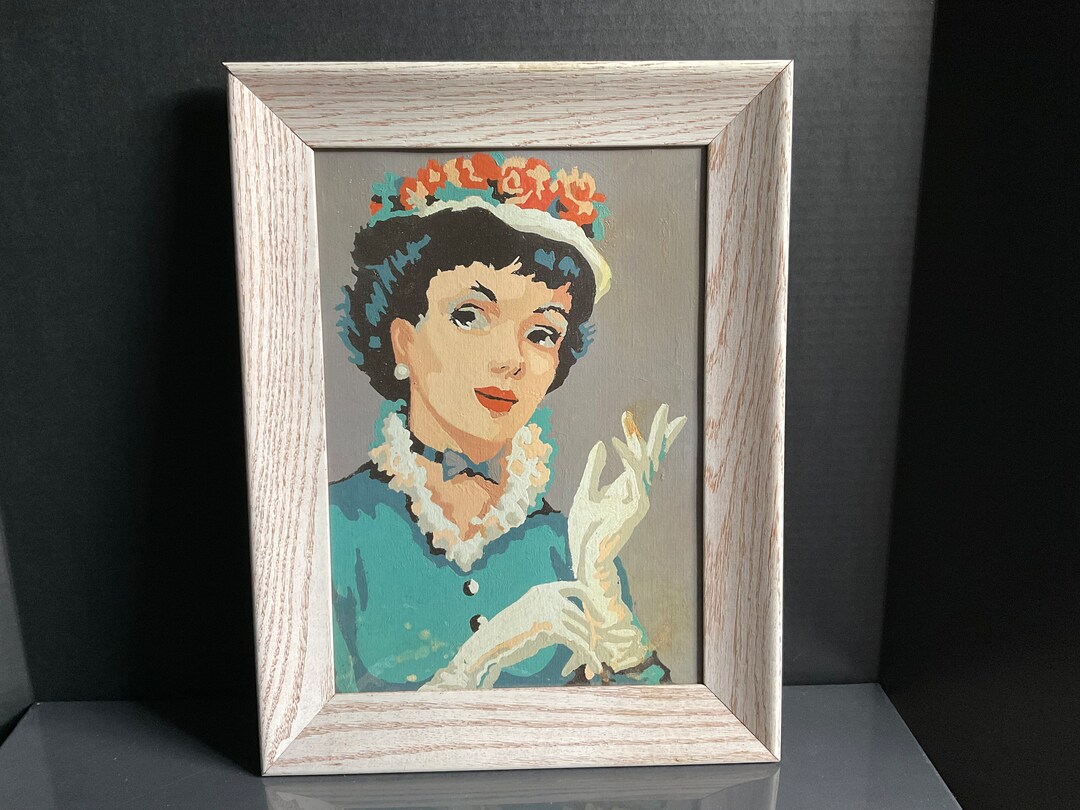 Vintage MCM 1960s Framed Paint by Number Oil Painting of Parisian Lady ...