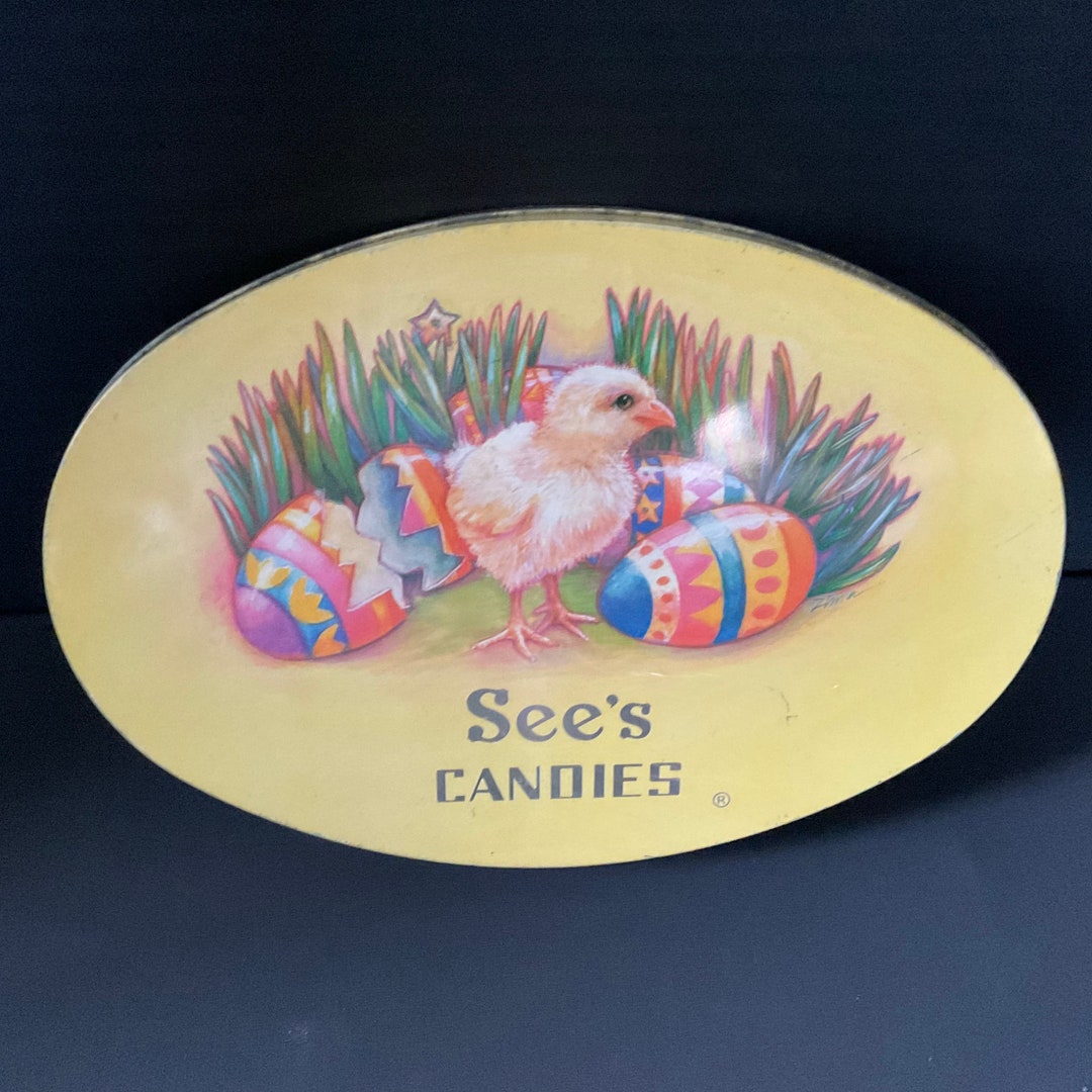 Vintage 1997 sees Candy Shop Yellow Decorative Easter Holiday Candy Tin ...