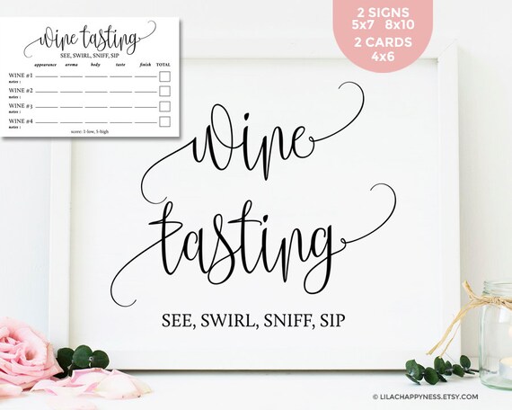 Wine Tasting Cards Wine Tasting Sign Wine Theme Bridal Shower | Etsy