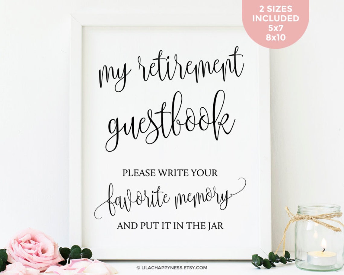 Retirement Memory Jar Sign Retirement Guestbook Guest Book | Etsy