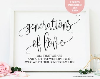 Generations of Love Wedding Sign | Etsy