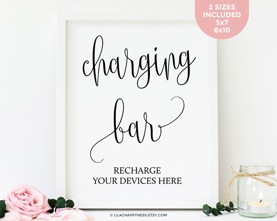 Cell Phone Charging Station Sign Printable Wedding Charging | Etsy