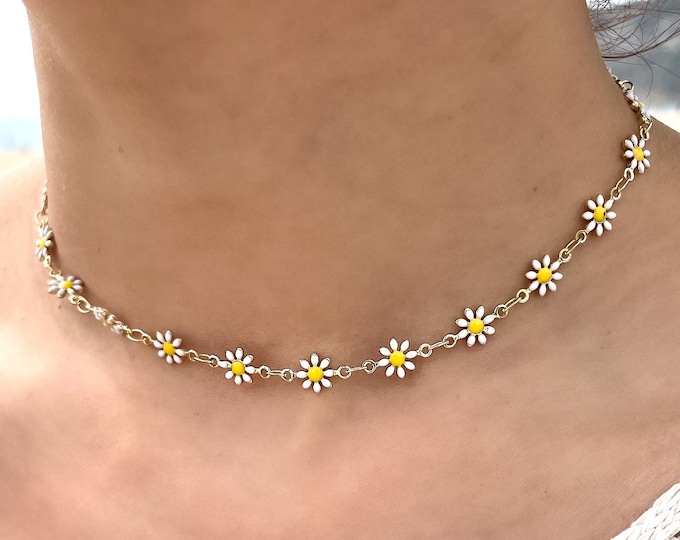 Daisy Chain Necklace, Earthy Colourful, Seed Bead Necklace, Layering ...