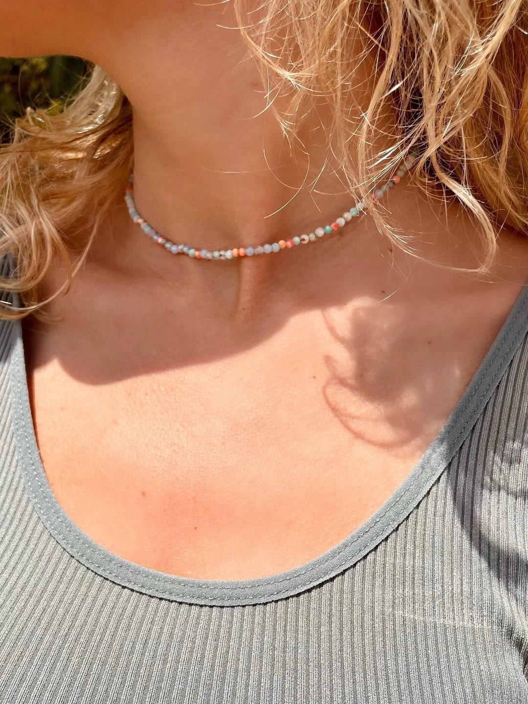 Gemstone Choker Surf Necklace Colorful Pearl Necklace Gemstone Jewelry ...