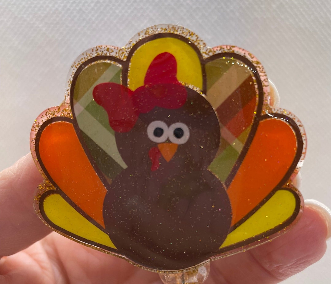 Turkey With Bow Badge Reel - Etsy