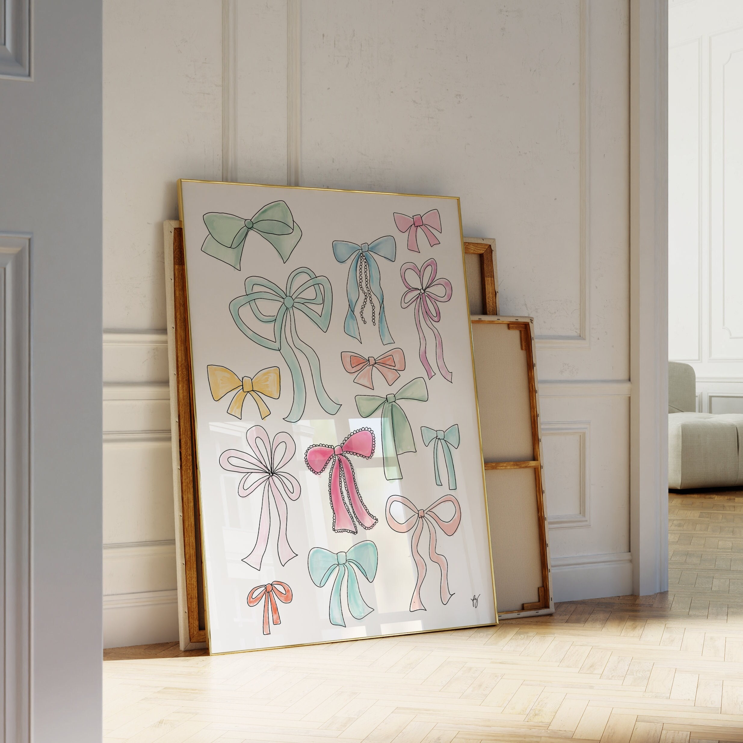 A Wall Full of Bows / Vintage Ribbon Poster Wall Print, Hand ...