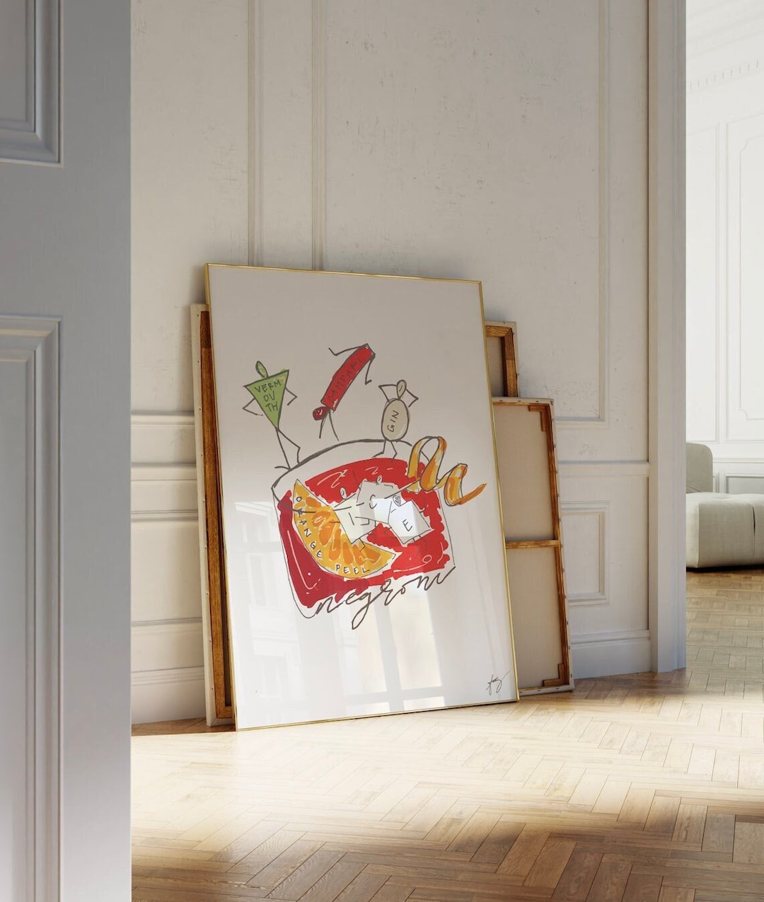 Negroni Campari Pool Art / Vintage Bar Cart Cocktail Poster Print ...