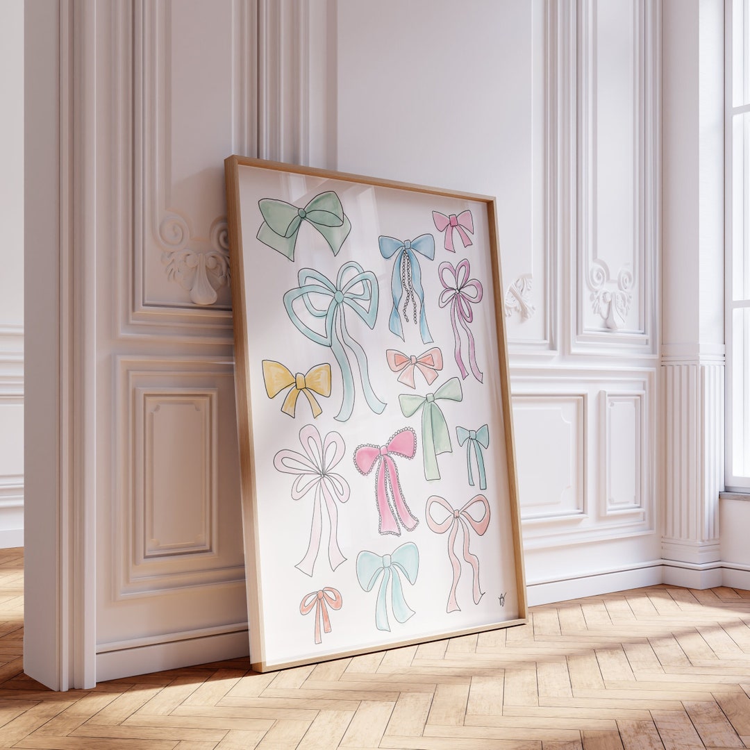 A Wall Full of Bows / Vintage Ribbon Poster Wall Print, Hand ...