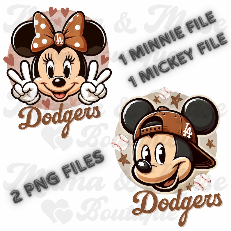 Mickey and Minnie Dodgers PNG FILES - Etsy