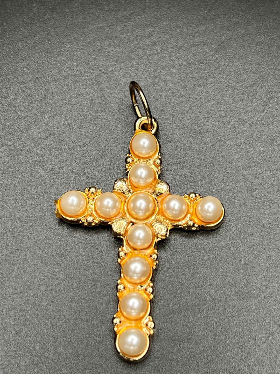 Vintage Gold Tone Cross With Faux Pearls. - Etsy