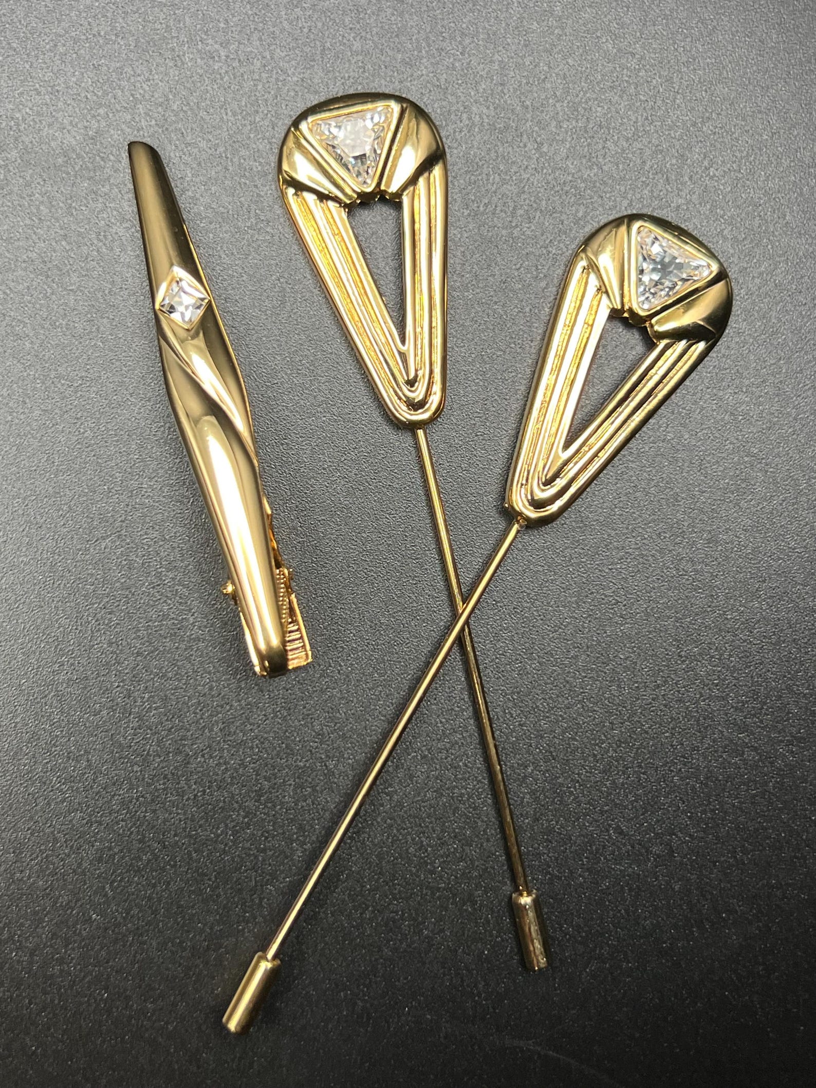 Vintage Signed Park Lane Pins in Gold Tone Plus Bonus Tie Clip. - Etsy