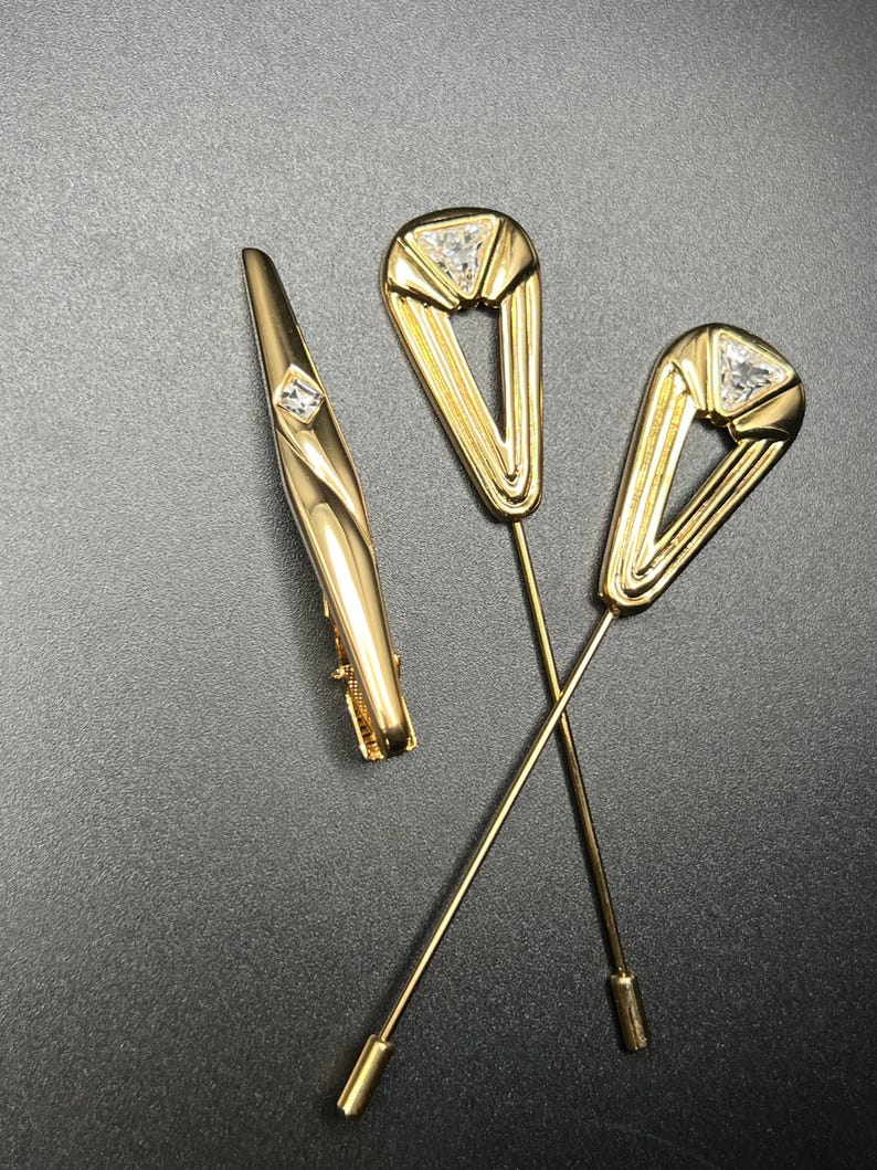 Vintage Signed Park Lane Pins in Gold Tone Plus Bonus Tie Clip. - Etsy