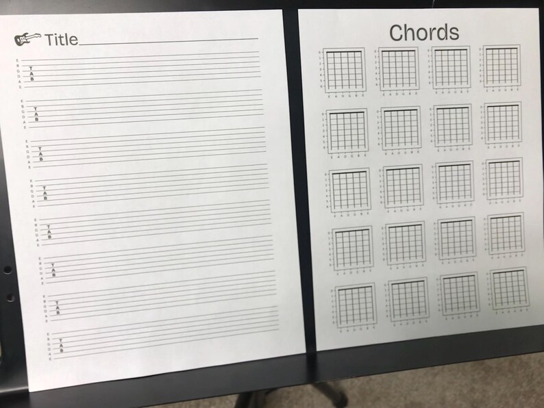 Printable Guitar Chord Chart for Music Teacher Blank Tablature for ...