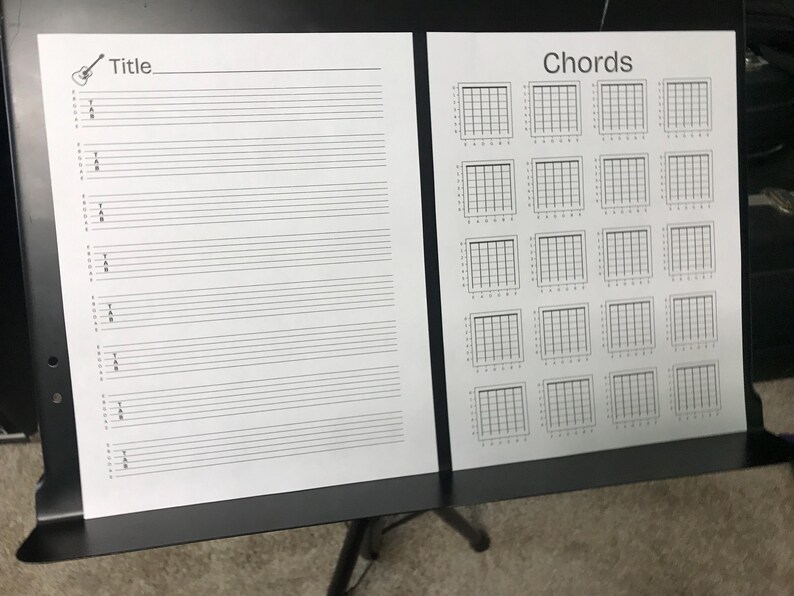 Printable Guitar Chord Chart for Music Teacher Blank Tablature for ...