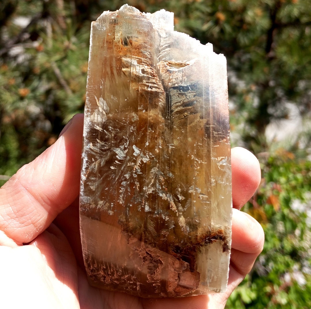 Mirror Polished Beautiful Inclusion Yellowish White Selenite Crystal Uv ...