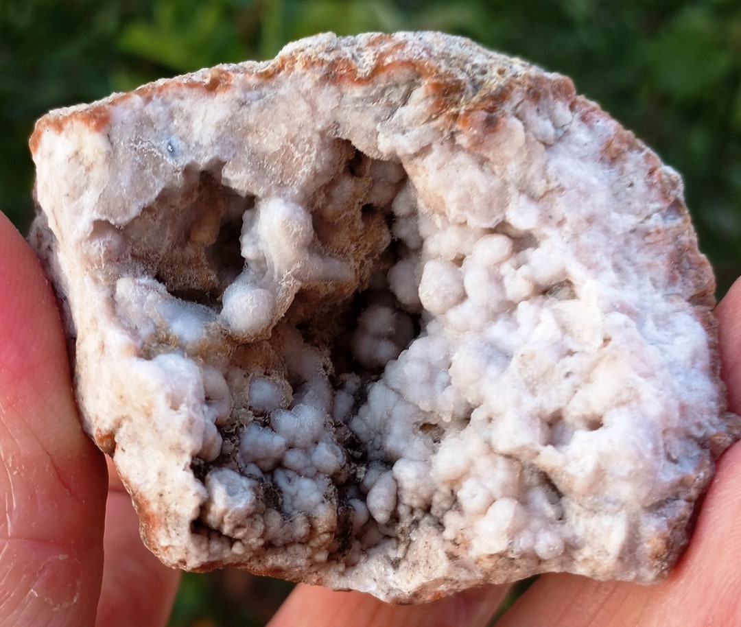 Botryoidal Chalcedony Geode Half: Orange Silica, White Crystal - Etsy