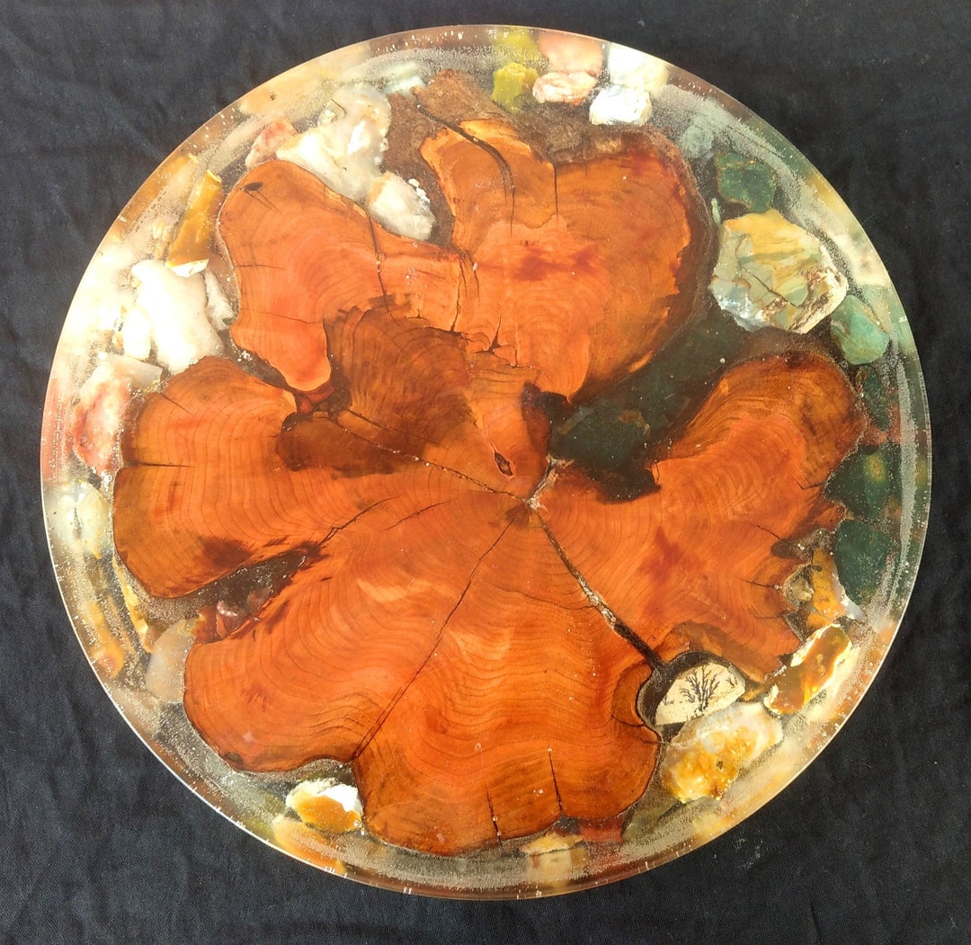 Epoxy Coffee Table With Almond Root and Gemstones - Etsy