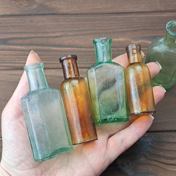 Clear Glass Small Antique Bottles - Etsy