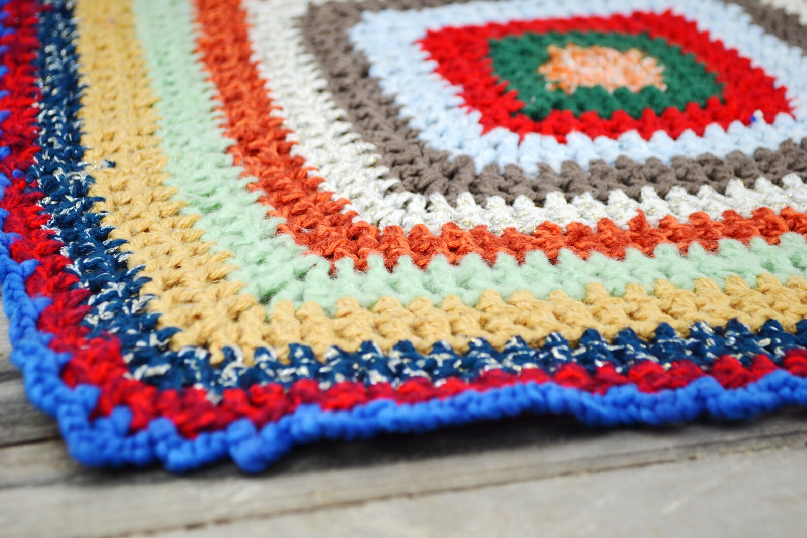 Vintage Braided Chair Pad, Wool Crocheted Rag Rug Chair Pad , Retro ...