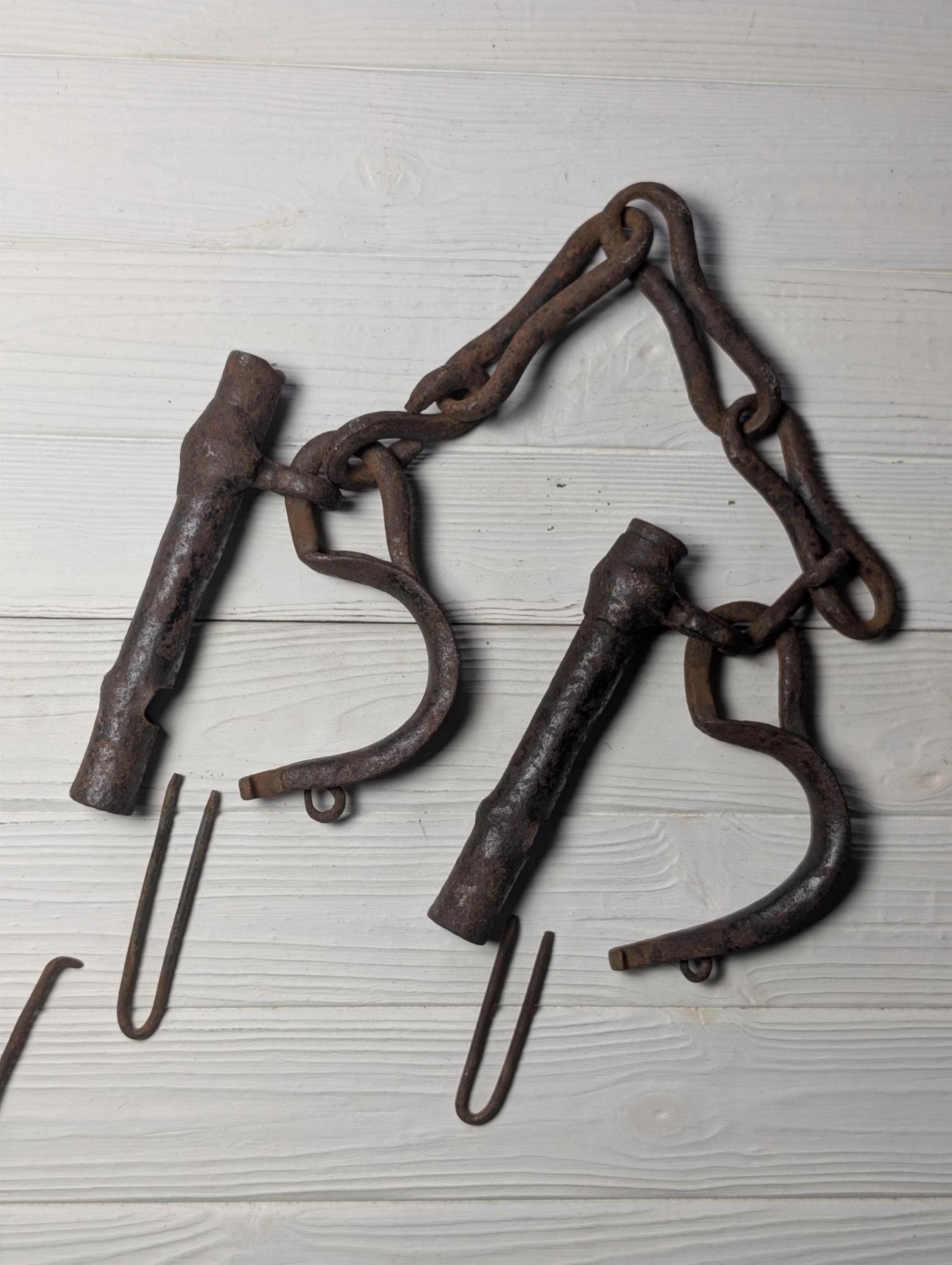 Antique Forged Iron Shackles – 18th-19th Century Hand Forged Artifact ...