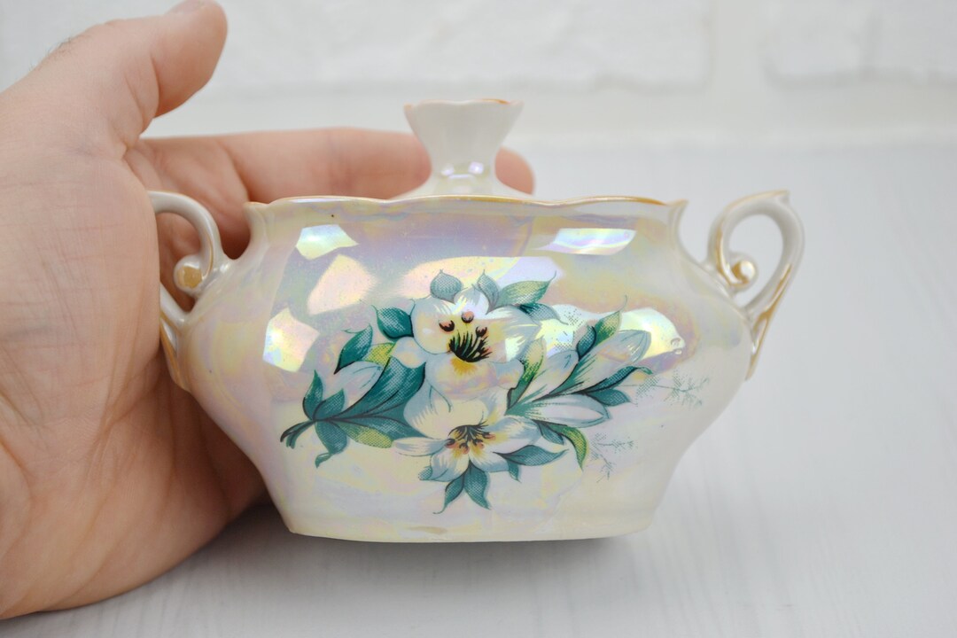 Vintage Soviet Porcelain Sugar Bowl - Ceramic Sugar Box . Gravy Bowl ...