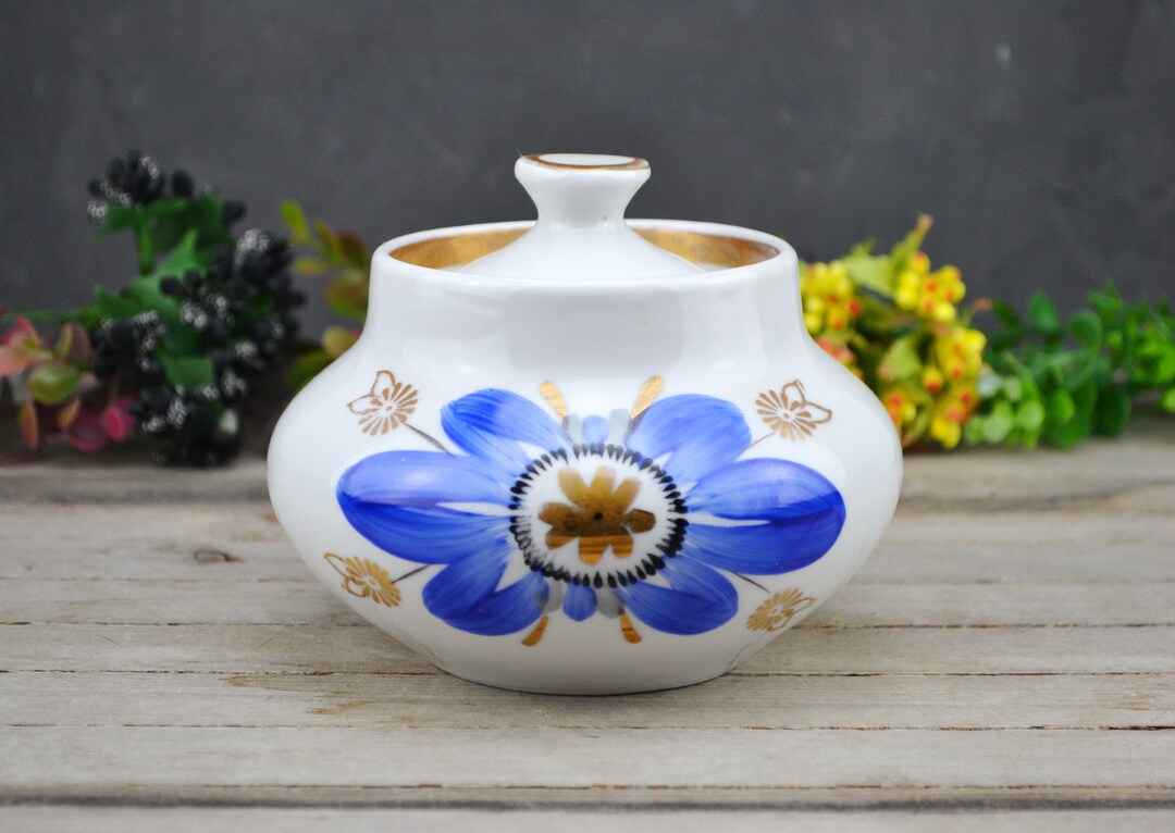 Vintage Ukraine Porcelain Sugar Bowl - Ceramic Sugar Box . Soviet Union ...