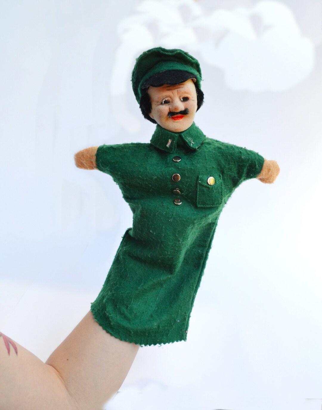 Rare Antique Hand Puppet Sergeant . Vintage Hand Puppet . Hand Glove ...