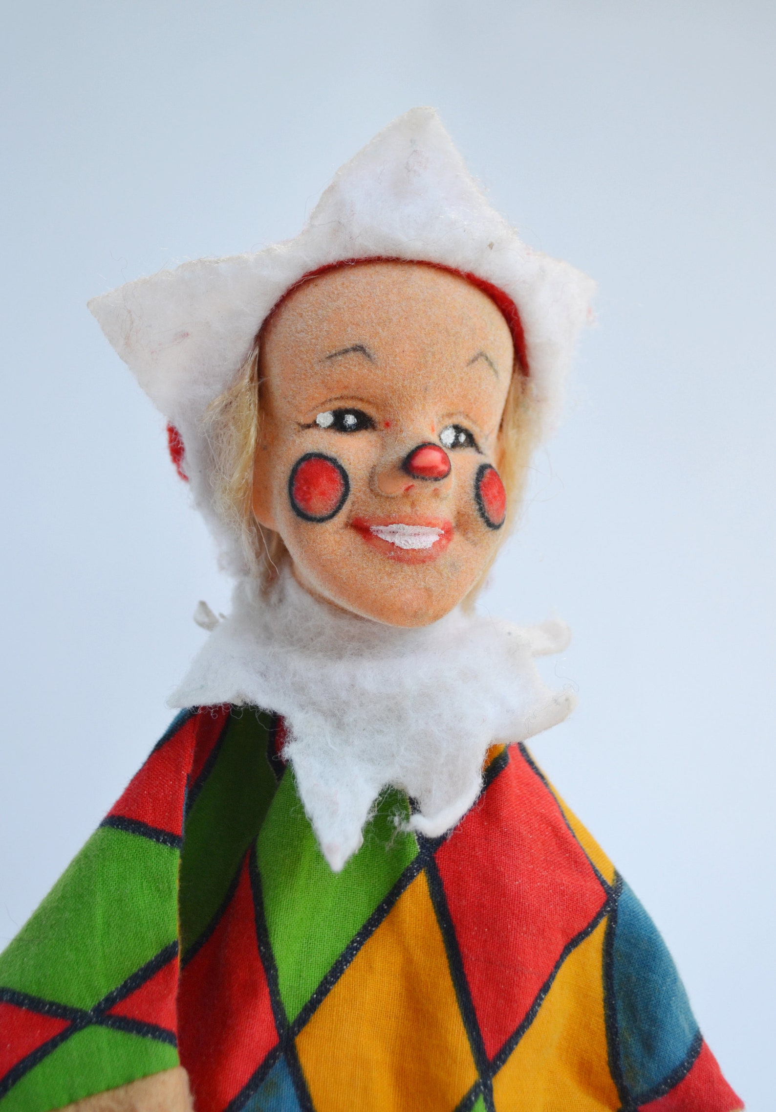 Rare Antique Hand Puppet Clown . Harlequin . Vintage Hand - Etsy